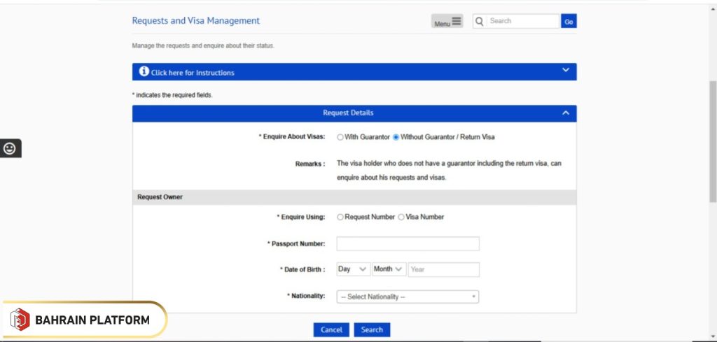 Bahrain Visit Visa Status Check